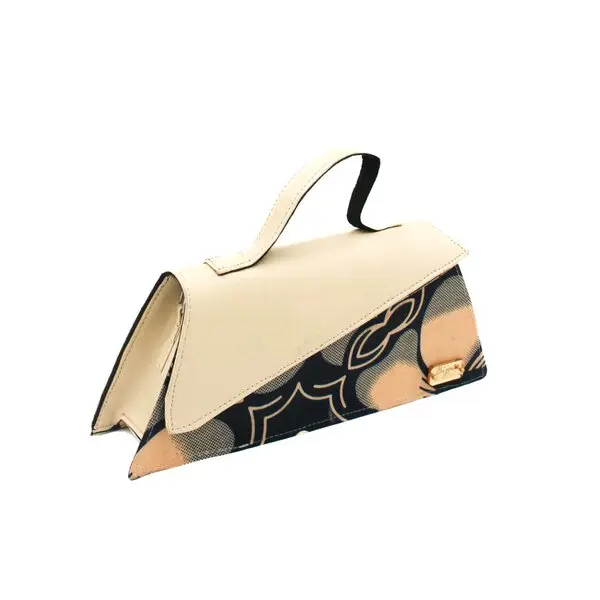 BIJOUCREATES Neutrals The Impact Mini Handbag Floral & Navy Peach Print Minimal