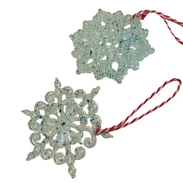 BY SHAX Frozen Snowflake Christmas Ornaments Pair