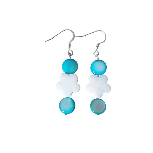 WAY TO CHIC White / Blue Delicate Natural Shell Earrings