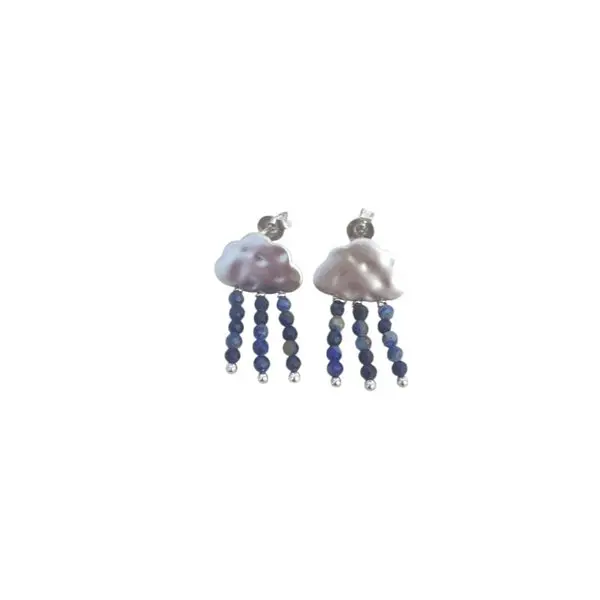 WAY TO CHIC Blue / Silver Delicate Lapis Lazuli Earrings