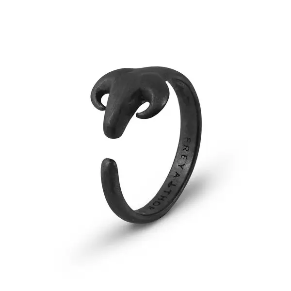 FREYA & THOR OF SWEDEN Capra Ring Oxid Sterling Silver Open End