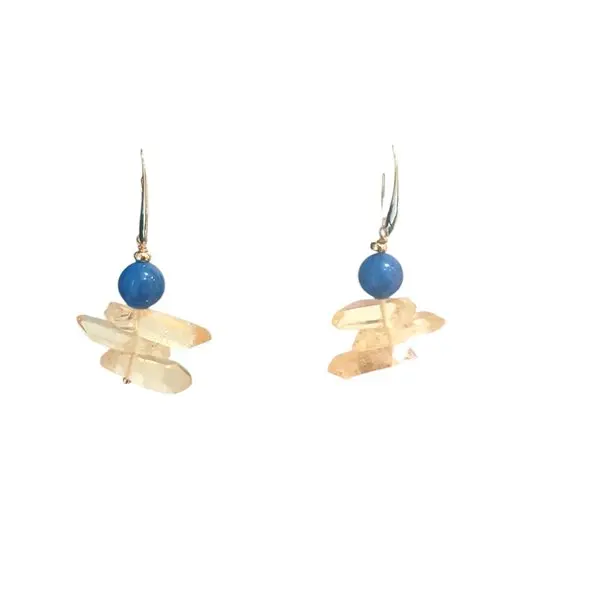 WAY TO CHIC Neutrals Quartz Earrings With Agate Gemstone