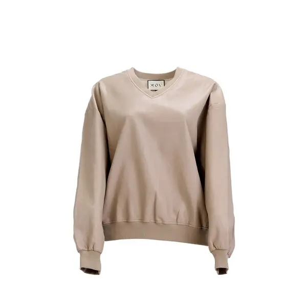 MOV Neck Sweatshirt In Vegan Leather