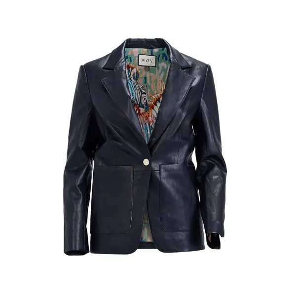 MOV Tailored Vegan Leather Blazer