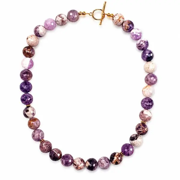 WAY TO CHIC Amethyst Beaded Necklace With Toggle Clasp - Purple