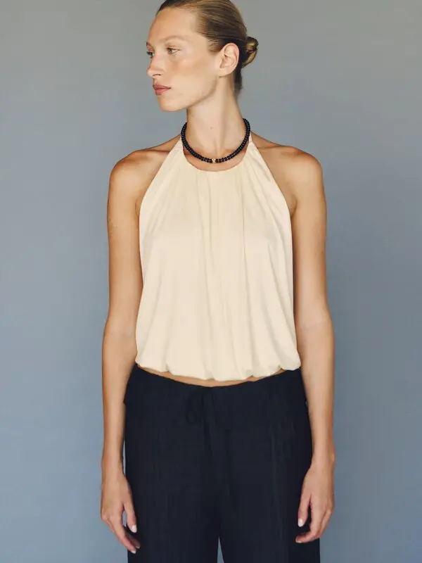 REFORMATION Alexis Knit Halter Top - Ivory