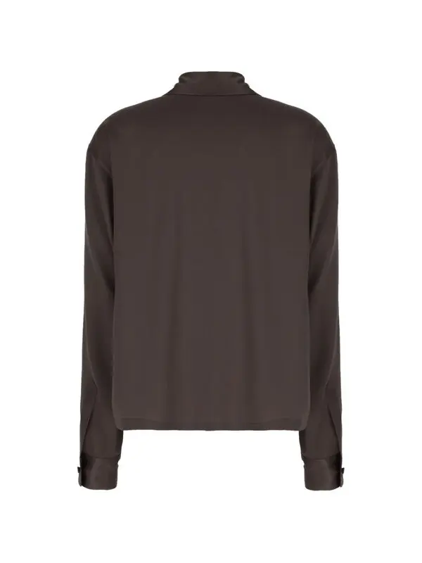TOM FORD Silk Satin Polo Shirt - Brown