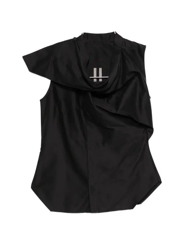 Rick Owens Cotton Draped Tank Top - Black