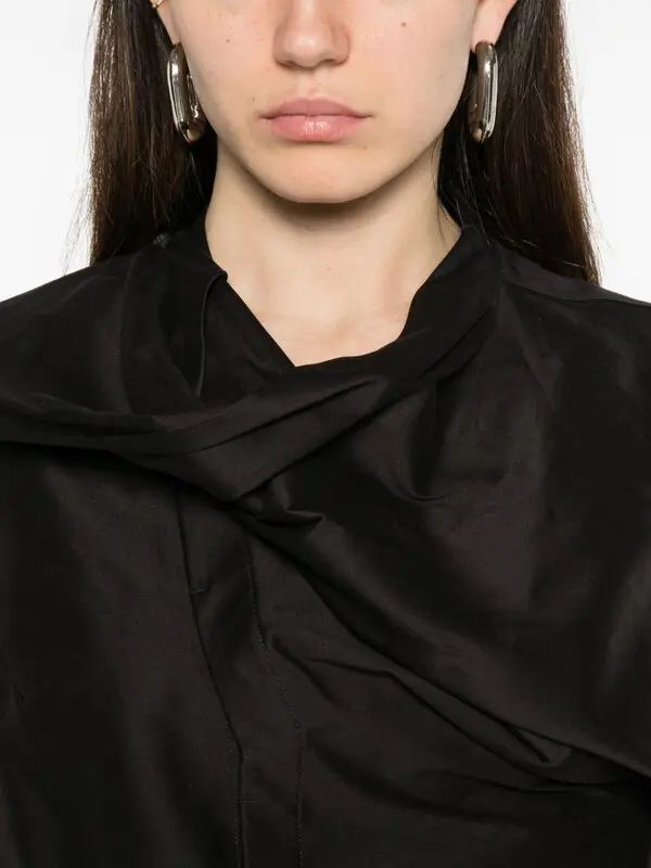 Rick Owens Cotton Draped Tank Top - Black