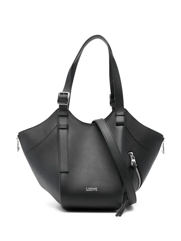 Loewe Hammock Flip Leather Tote - Black