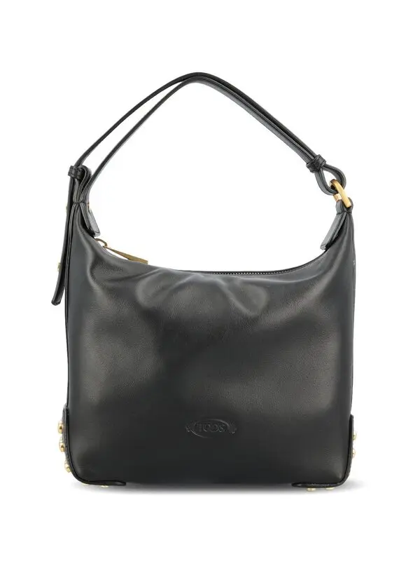 TOD'S Mini Leather Shoulder Bag With Metal Dots - Black