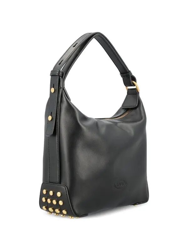 TOD'S Mini Leather Shoulder Bag With Metal Dots - Black
