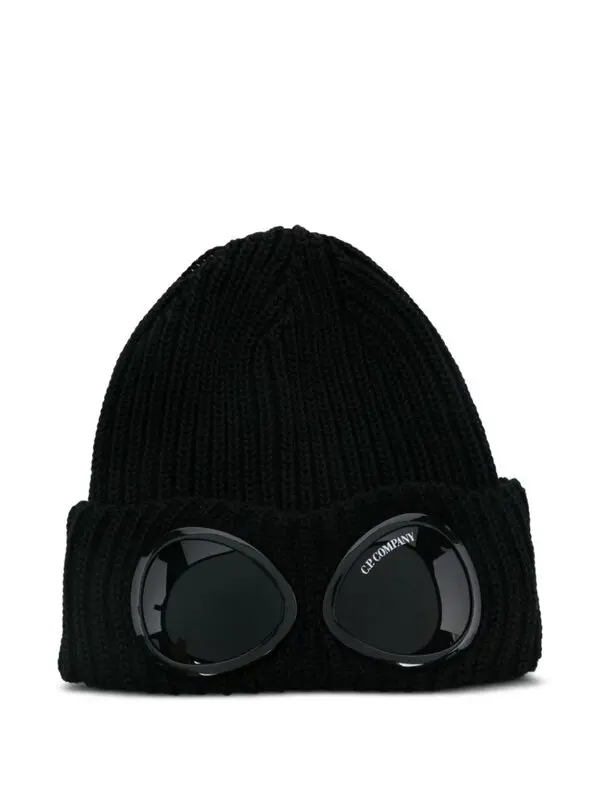 C.P. COMPANY Ribbed Extrafine Merino Wool Knit Beanie - Black