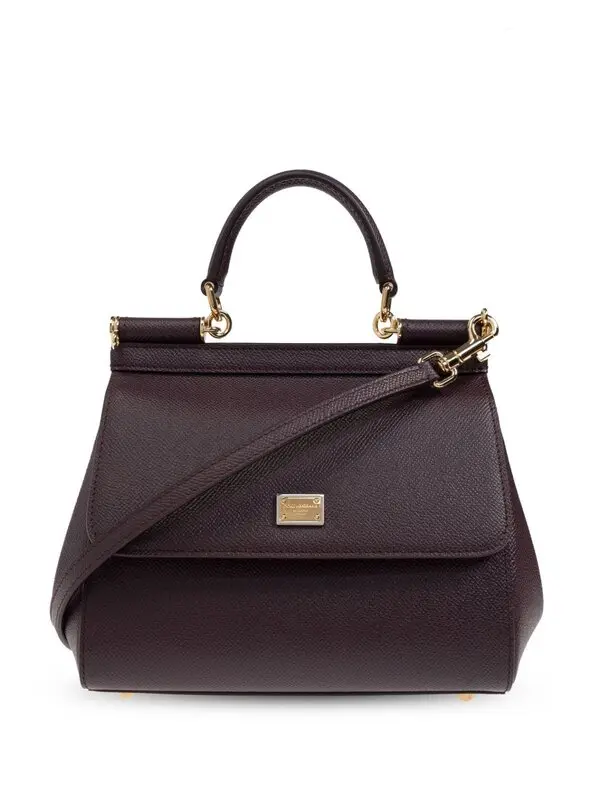 Dolce & Gabbana Sicily Medium Leather Handbag - Purple