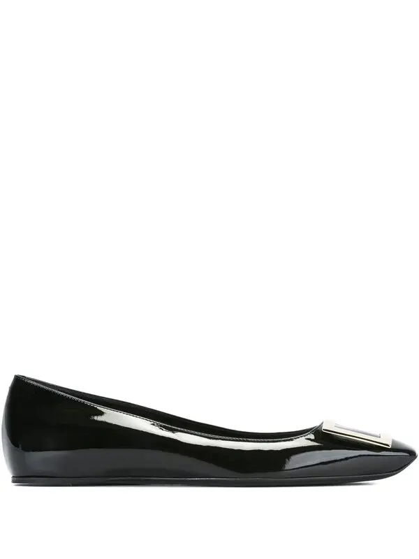 ROGER VIVIER Trompette Patent Leather Ballerinas - Black