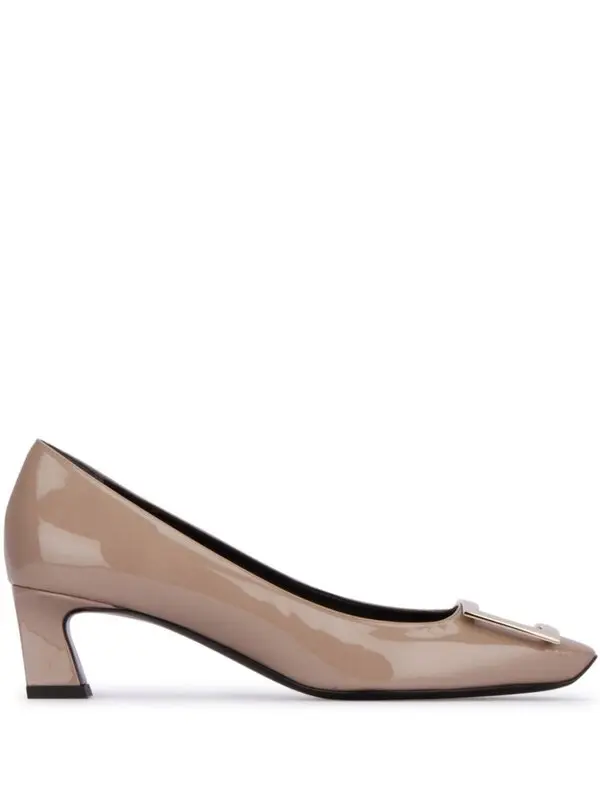 ROGER VIVIER Trompette Leather Pumps With Embossed Logo Buckle