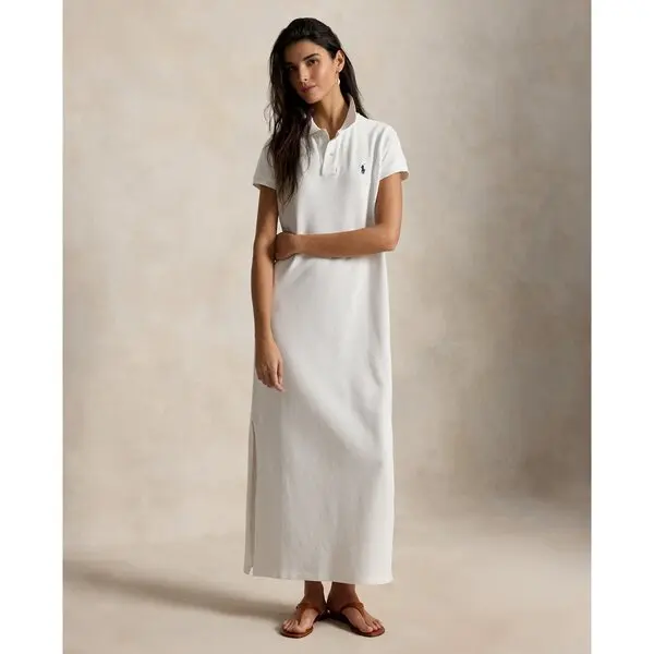 Ralph Lauren Cotton Mesh Polo Maxi Dress With Embroidered Pony