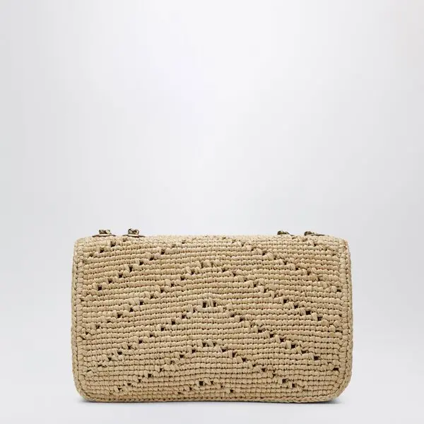 Saint Laurent Small Loulou Chevron Crochet Raffia Bag - Brown