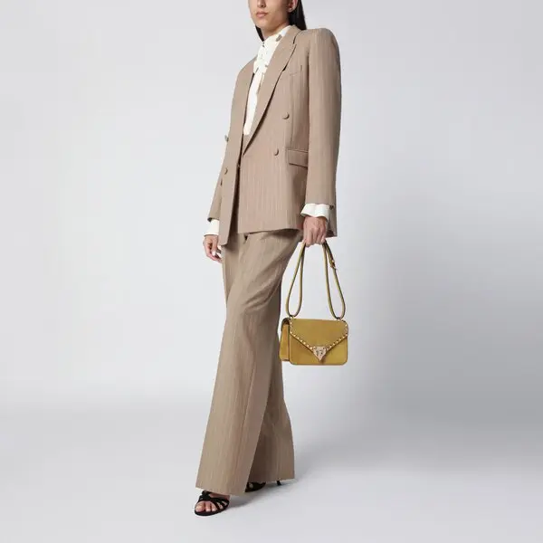 Valentino Garavani Rockstud Small Suede Crossbody Bag - Beige