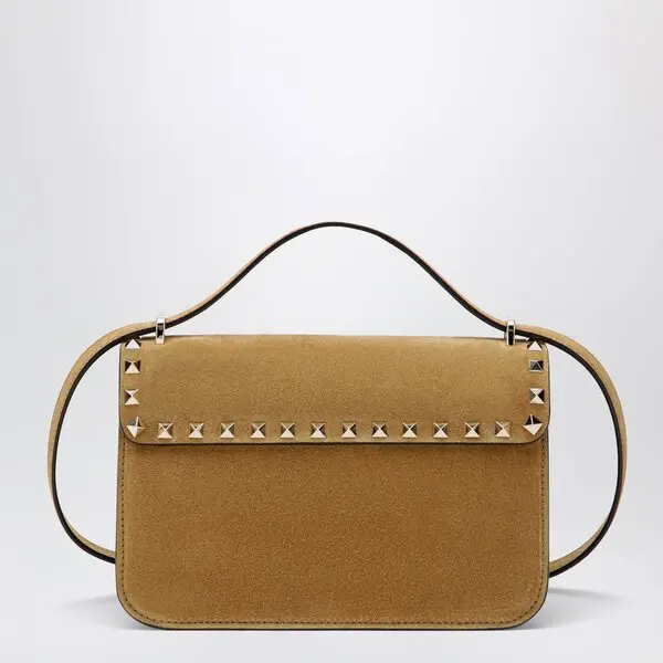Valentino Garavani Rockstud Small Suede Crossbody Bag - Beige
