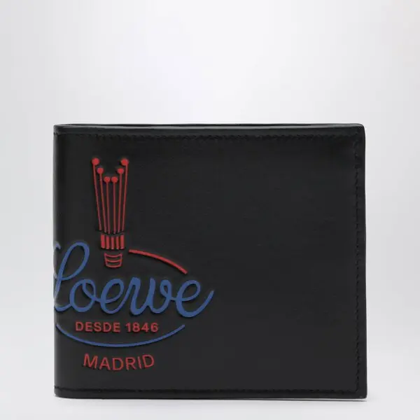 Loewe Leather Bi-fold Wallet With Logo - Black