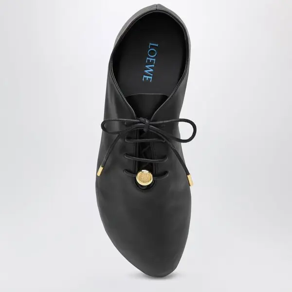 Loewe Pebble Soft Lace-up Calf Nappa Leather Shoes - Black