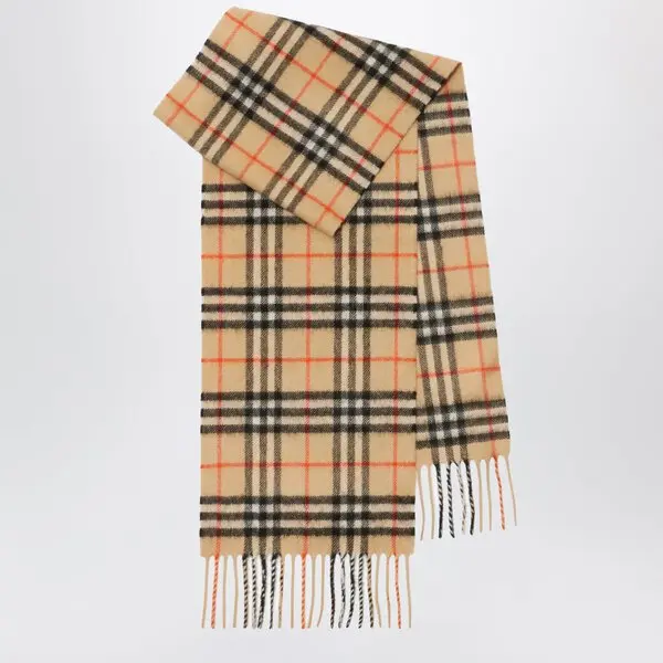 Burberry Cashmere Check Scarf - Beige