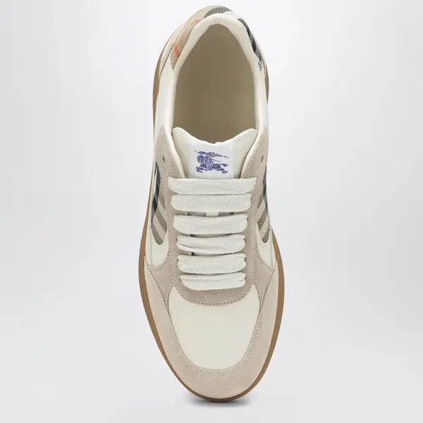 Burberry Terrace Leather And Suede Sneakers With Check Detail