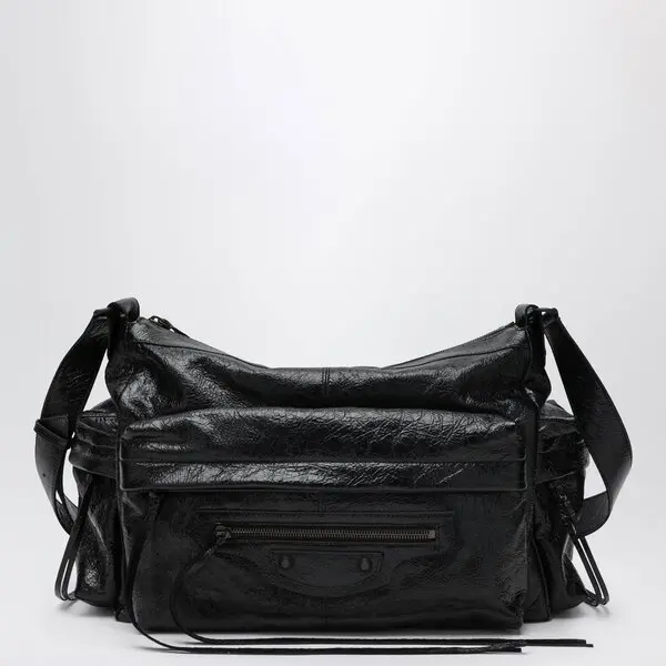 Balenciaga Le City Medium Multi-pocket Lambskin Crossbody Bag - Black