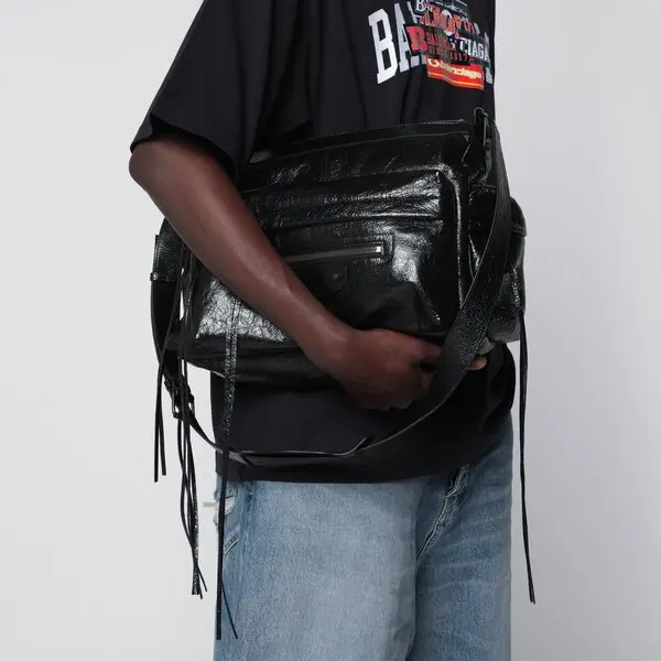 Balenciaga Le City Medium Multi-pocket Lambskin Crossbody Bag - Black