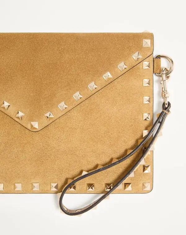 Valentino Garavani Rockstud Suede Clutch Bag