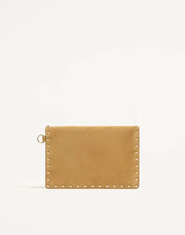 Valentino Garavani Rockstud Suede Clutch Bag