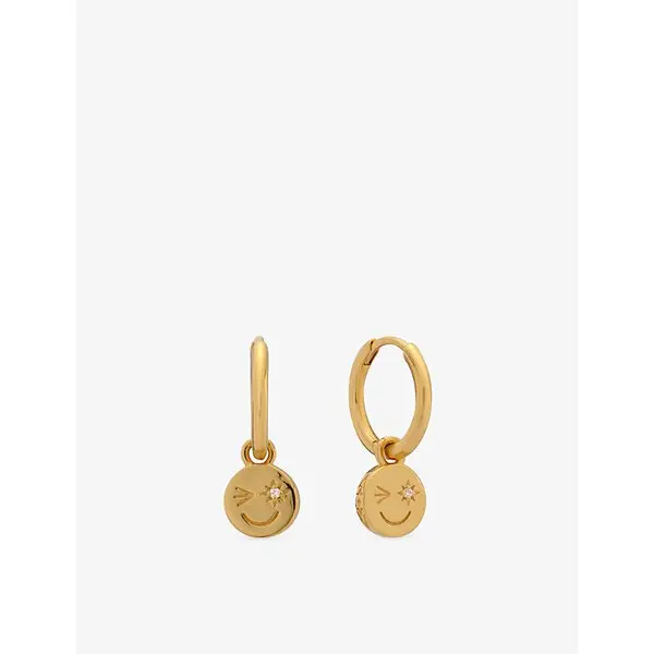 RACHEL JACKSON Happy Face 18ct -plated Sterling Silver Huggie Hoop Earrings - Gold