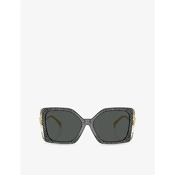 Versace Square Frame Sunglasses With Logo Detail - Black