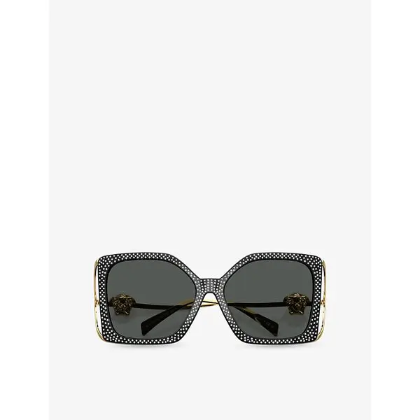 Versace Square Frame Sunglasses With Logo Detail
