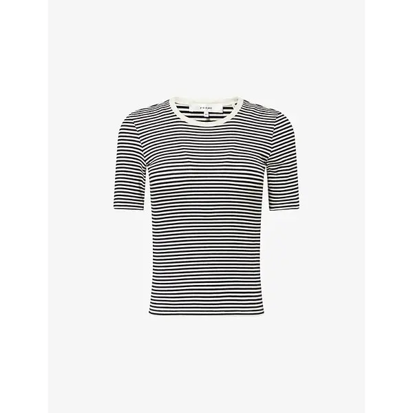 FRAME Fine Rib Knit Striped T-shirt