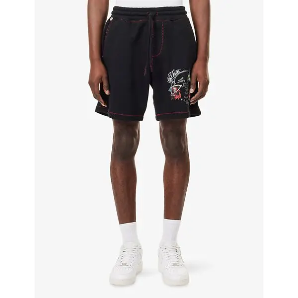 True Religion Buddha Logo Cotton Blend Shorts