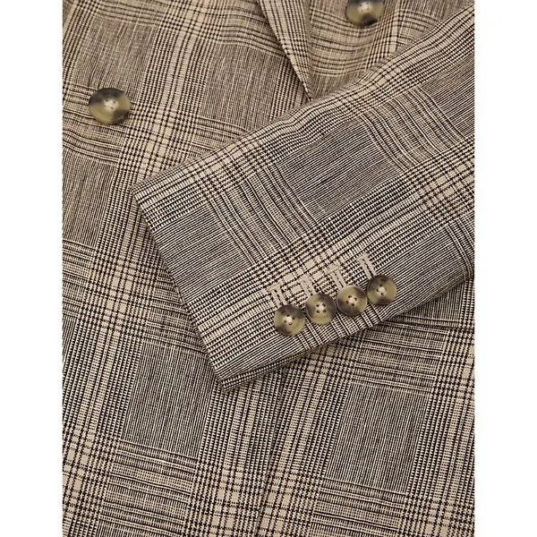 REISS Sybil Checked Linen Blazer