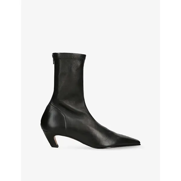 Khaite Arizona Leather Ankle Boots - Black