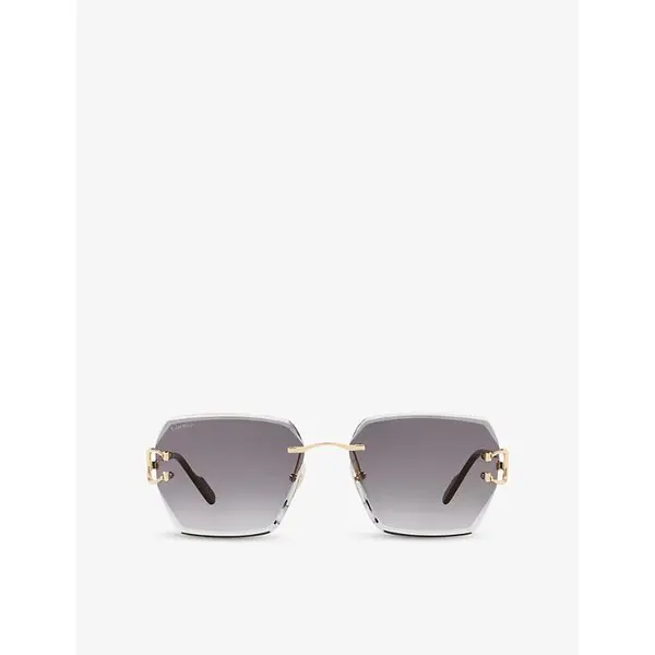 Cartier Ct0466s Square-frame Metal Sunglasses - Gold