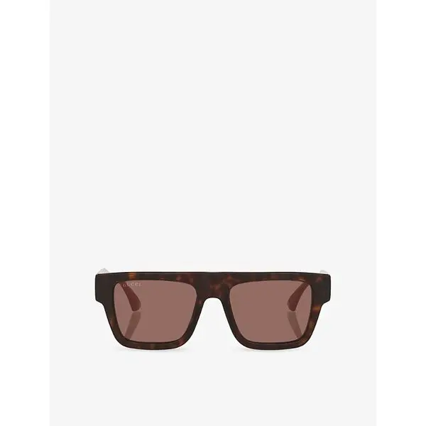 Gucci Rectangle Acetate Sunglasses - Brown