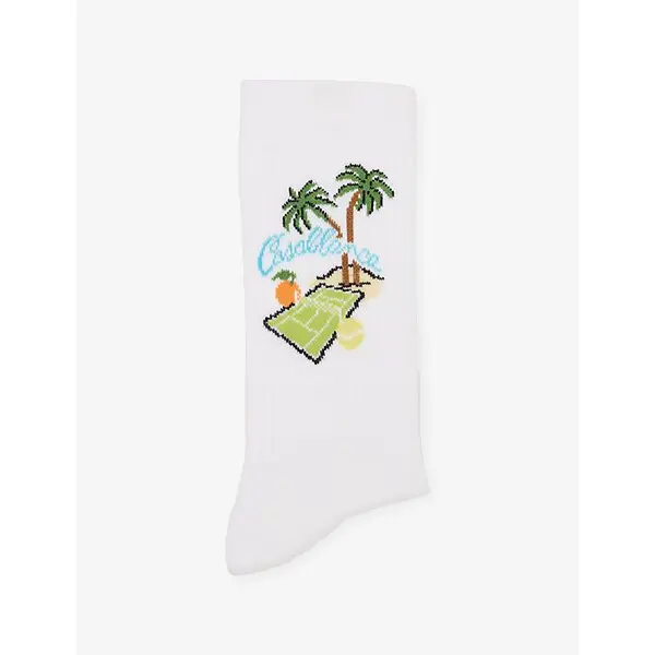 Casablanca Astral Plane Stretch Cotton-blend Socks - White