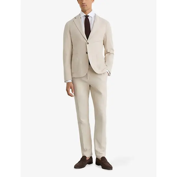 REISS Jason Single-breasted Stretch Cotton-blend Blazer