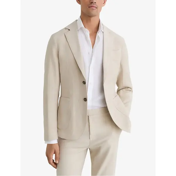 REISS Jason Single-breasted Stretch Cotton-blend Blazer