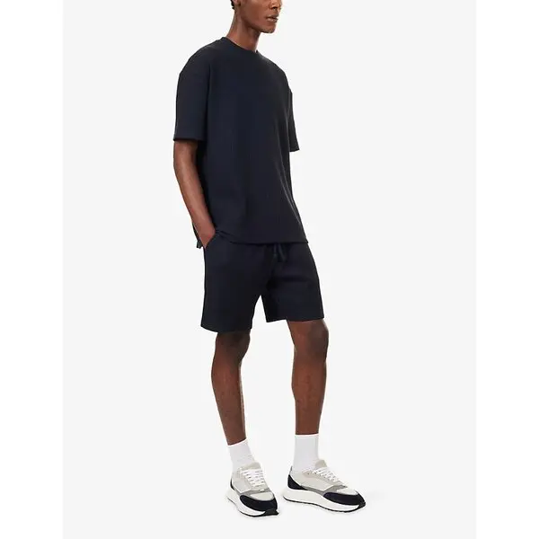 ARNE Relaxed-fit Waffle Woven T-shirt - Navy