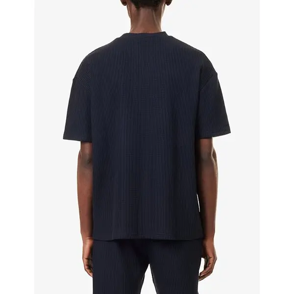 ARNE Relaxed-fit Waffle Woven T-shirt - Navy