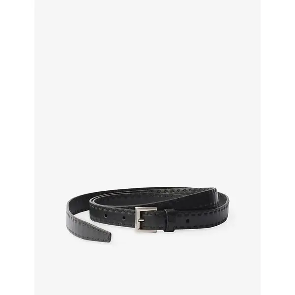 Prada Antiqued Leather Belt - Black