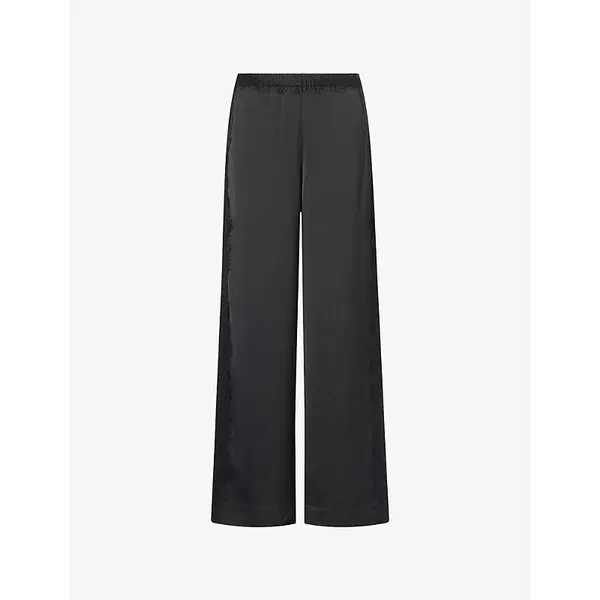 Vince Mid-waist Lace Trim Wide-leg Satin Trousers