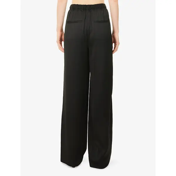 Vince Mid-waist Lace Trim Wide-leg Satin Trousers