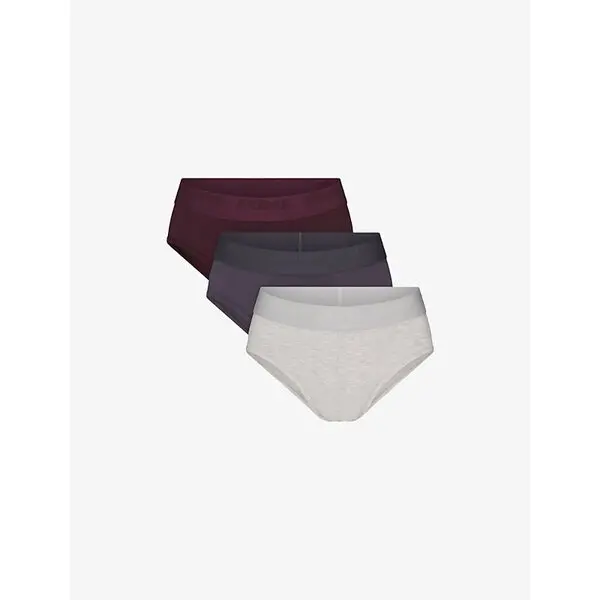SKIMS Stretch Pack Of Three Modal-jersey Briefs - Raven Multi